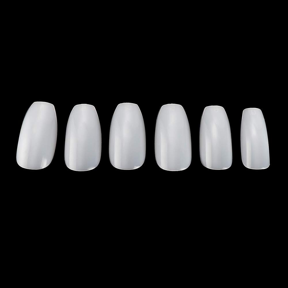 24 pcs Milky White Shiny Coffin Nails Glue On | eBay