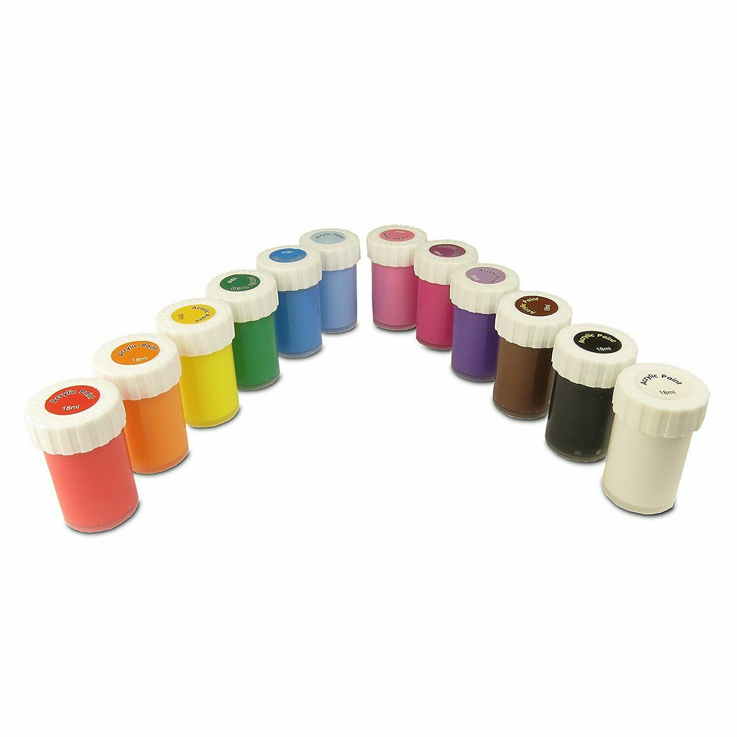 12x New Acrylic Painting Set - Colour Paint Set Multi Colour With Brush ...