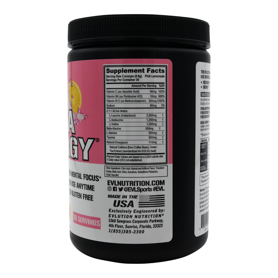 EVL BCAA Energy Pre Workout, Performance Enhancer w/ 5g of Amino Acids ...