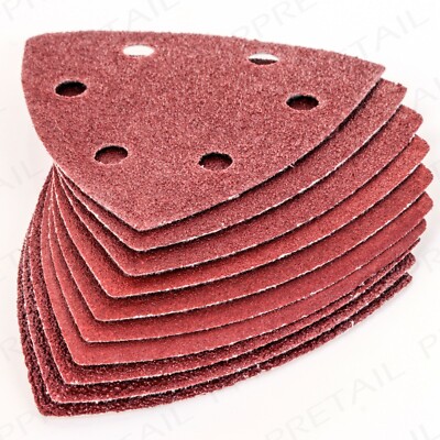10 x DELTA SAND PAPER PADS 90mm TRIANGLE 40/60/80/100/120g GRIT SANDING ...