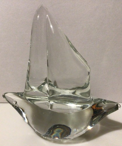 Balos Clear Glass Sailboat Figurine, Paperweight, Original Label | eBay