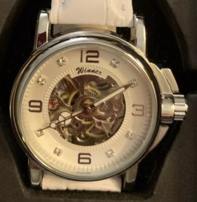 New In Box White See Thru Movement Front & Back Quartz Watch White Band ...