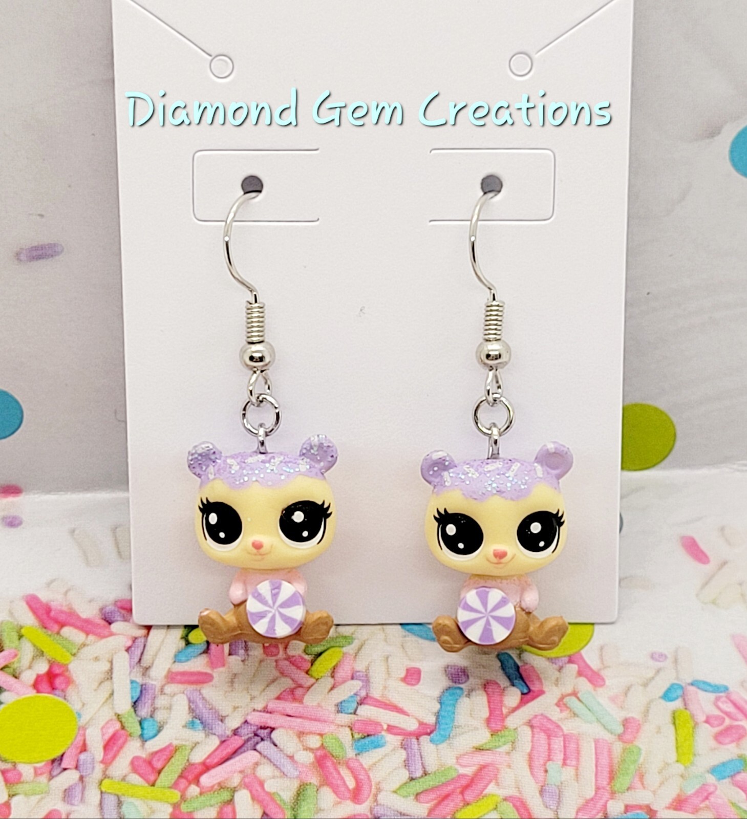 Custom Teensie LPS Pepermint Frosting Bear Earrings Handmade littlest ...