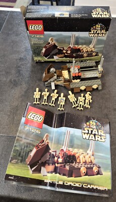 2001 LEGO 7126 STAR WARS BATTLE DROID CARRIER COMPLETE w BOX MANUAL ...