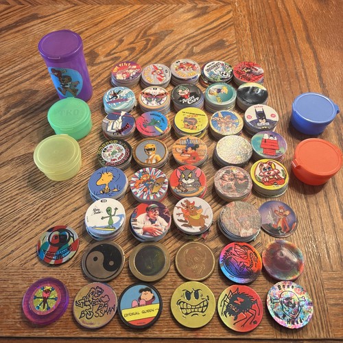Lot of 292 Pogs / Milk Caps + 12 Slammers + 5 Cases 1990s Retro ...