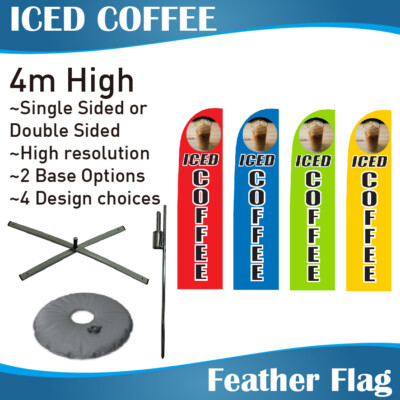 4m Outdoor ICED COFFEE Flags Banner Feather Flag with Base | eBay