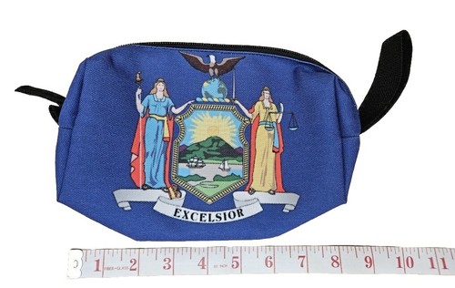 Excelsior Zip Up Pouch Bag New York State Flag Coat of Arms Toiletries ...