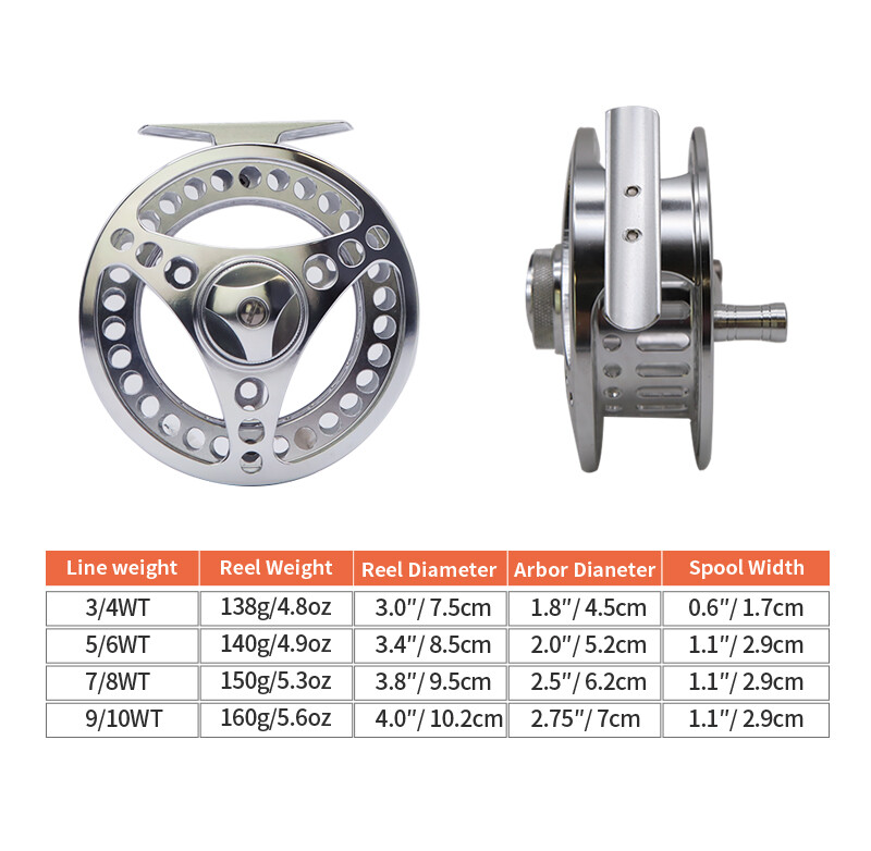 3/4 5/6 7/8 9/10WT Fly Reel Reel CNC Machined Large Arbor Fly Fishing ...