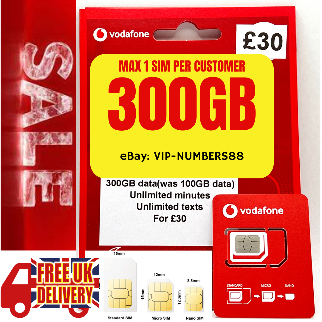 NEW Vodafone Sim Card - New and Sealed Pay As You Go PAYG VodaPHONE SIM ...