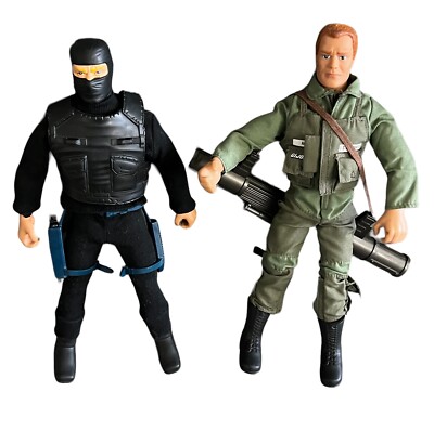 2 VTG GI Joe Dolls 12” USAF Ace (1992) & Blk Vested Ninja Hasbro (1994 ...