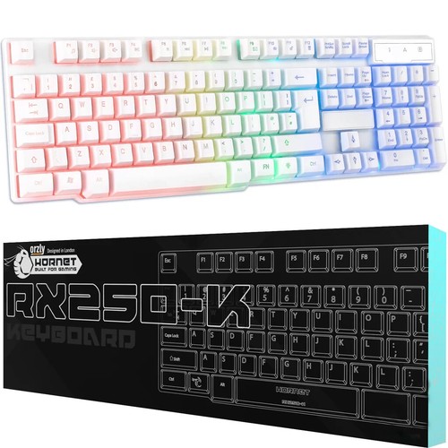 Orzly Hornet RX250-K White RGB Gaming Keyboard USB 2.0 -NEW | eBay