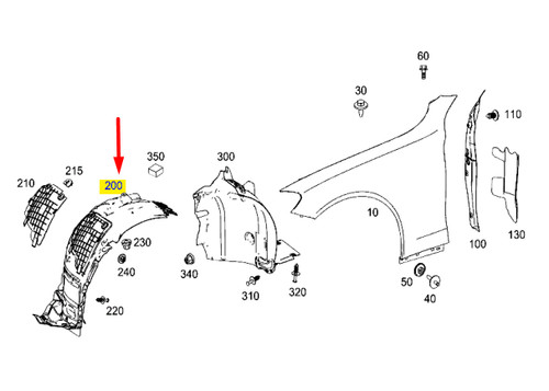 MB C FRONT LEFT WHEEL ARCH HOUSING FRONT PART W205 A2056903301 NO DUTY ...