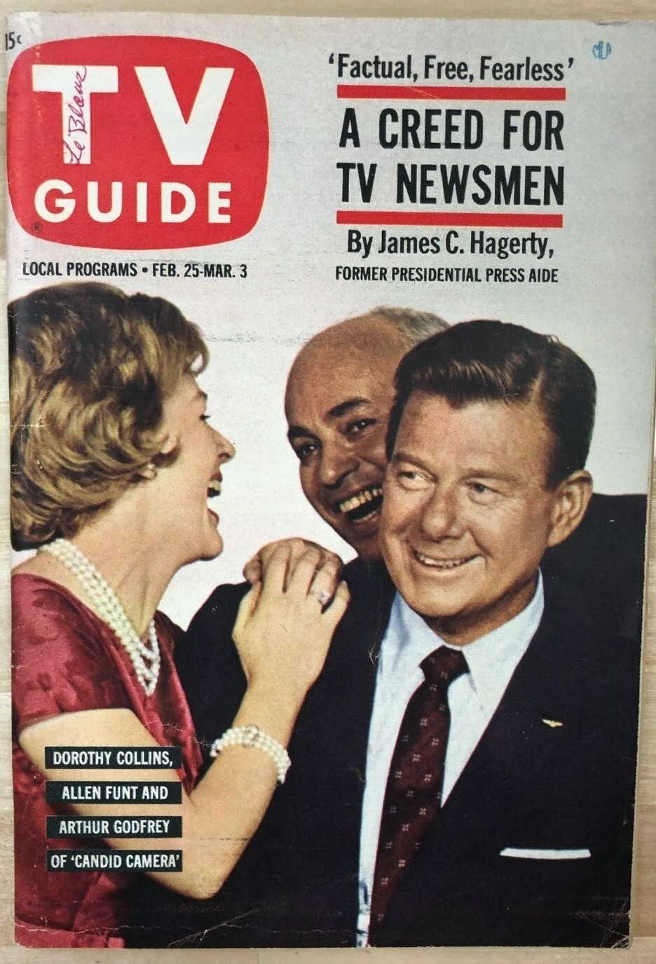 TV GUIDE February 25, 1961 Allen Funt, Arthur Godfrey & Dorothy Collins ...