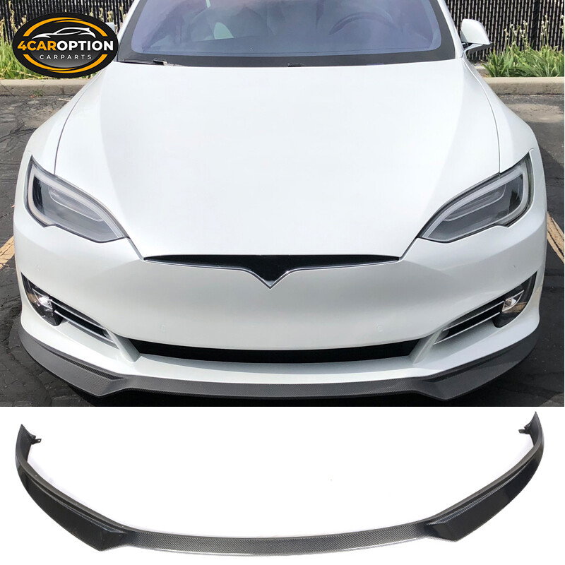 Fits 16-21 Tesla S Front Bumper Lip Spoiler Wing Carbon Fiber | eBay