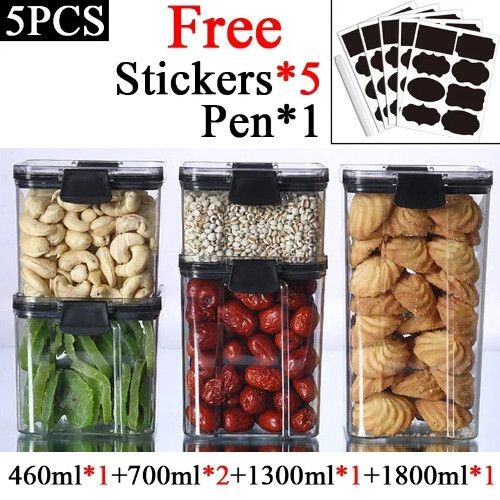 460-1800ml Plastic Food Storage Box Sets Stackable Tank Bottle Dried | eBay