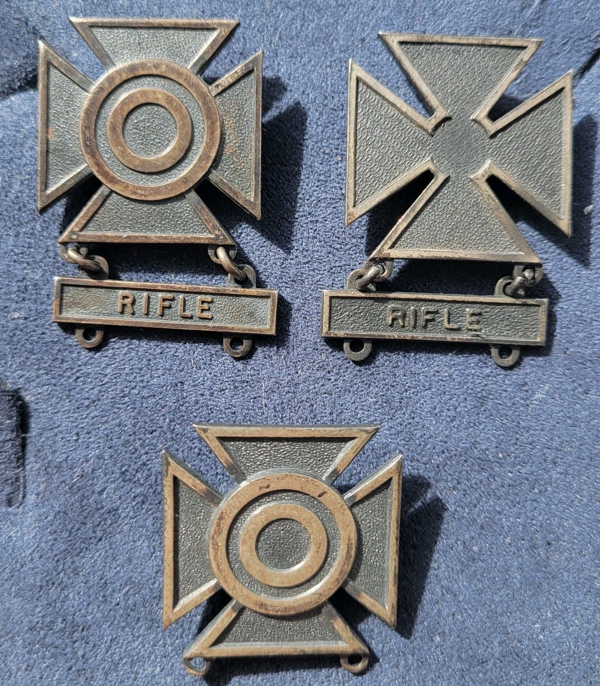 3 Vintage US Army Marksman/Sharp Badge, 2 w/Rifle Bar - Sterling Silver ...