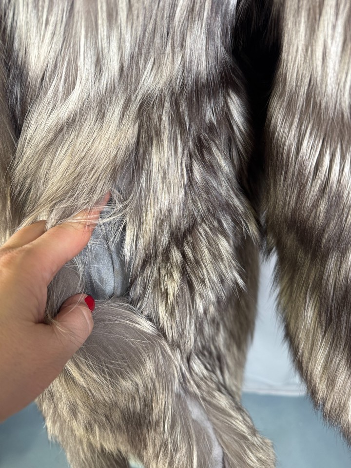 Vintage Genuine Luxury Canadian Silver Fox Fur Pelts Coat Jacket Women ...
