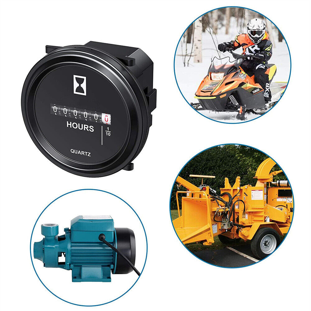 Hour Meter Fit for Marine Boat Engine Tractor 2" Round Waterproof Gauge ...