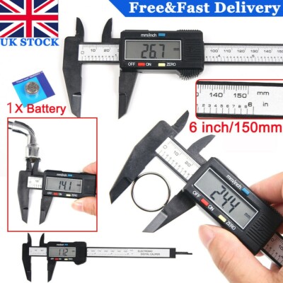 NEW 6'' LCD Digital Vernier Caliper Micrometer Measure Tool Gauge Ruler ...