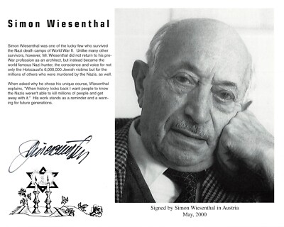 Simon Wiesenthal Holocaust Survivor Signed Autograph 8x10 Photo PSA DNA ...