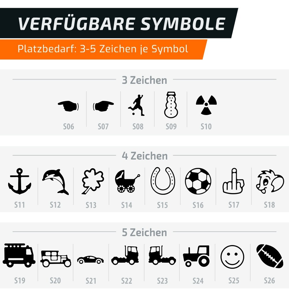 1x Funschild geprägt | Schwarz mit Wunschtext | Fun Kennzeichen ...