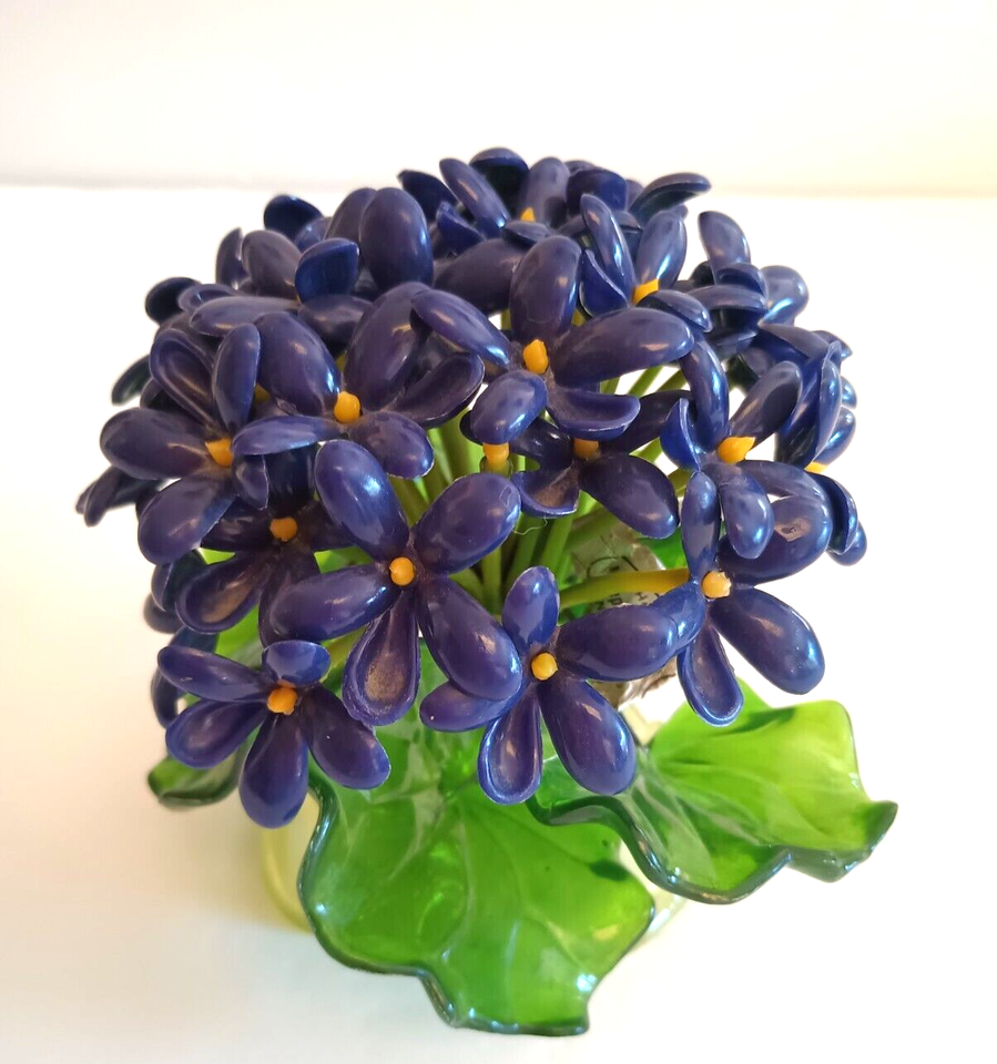 Vtg Joseph Markovitz Purple Violets Lucite Plastic Flower Bouquet MCM ...