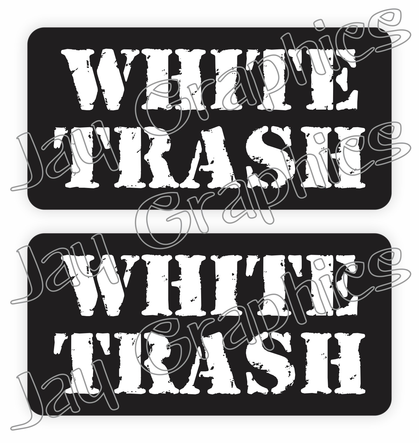 (Pair) WHITE TRASH Hard Hat Stickers / Funny Construction Quotes Decals ...