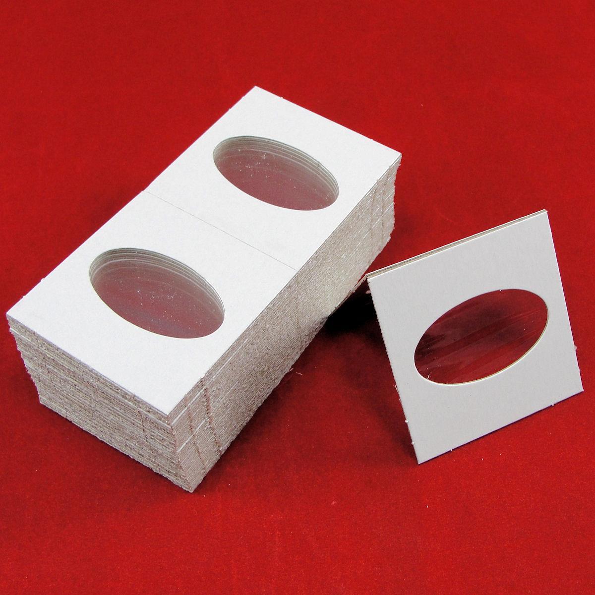 50 Cardboard 2 x 2 Coin Holder Mylar Flips for Elongated Coins, 1.5" x ...