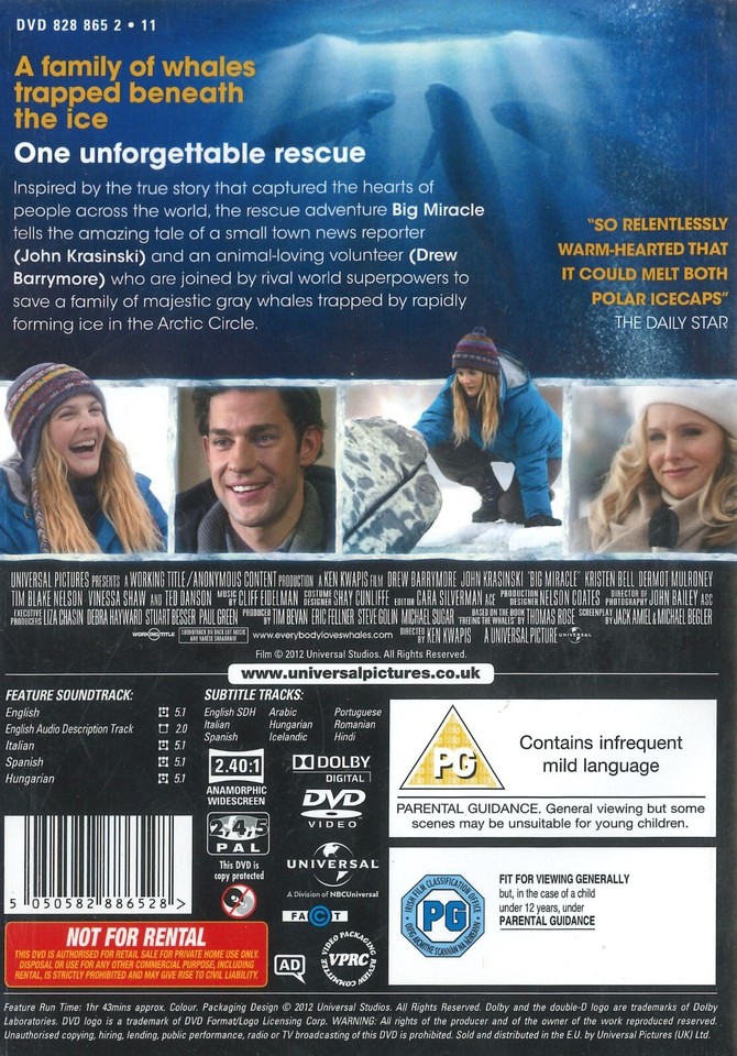 Big Miracle (2012) DVD, Drew Barrymore, John Krasinski, john Pingayak [R2, 4, 5] | eBay