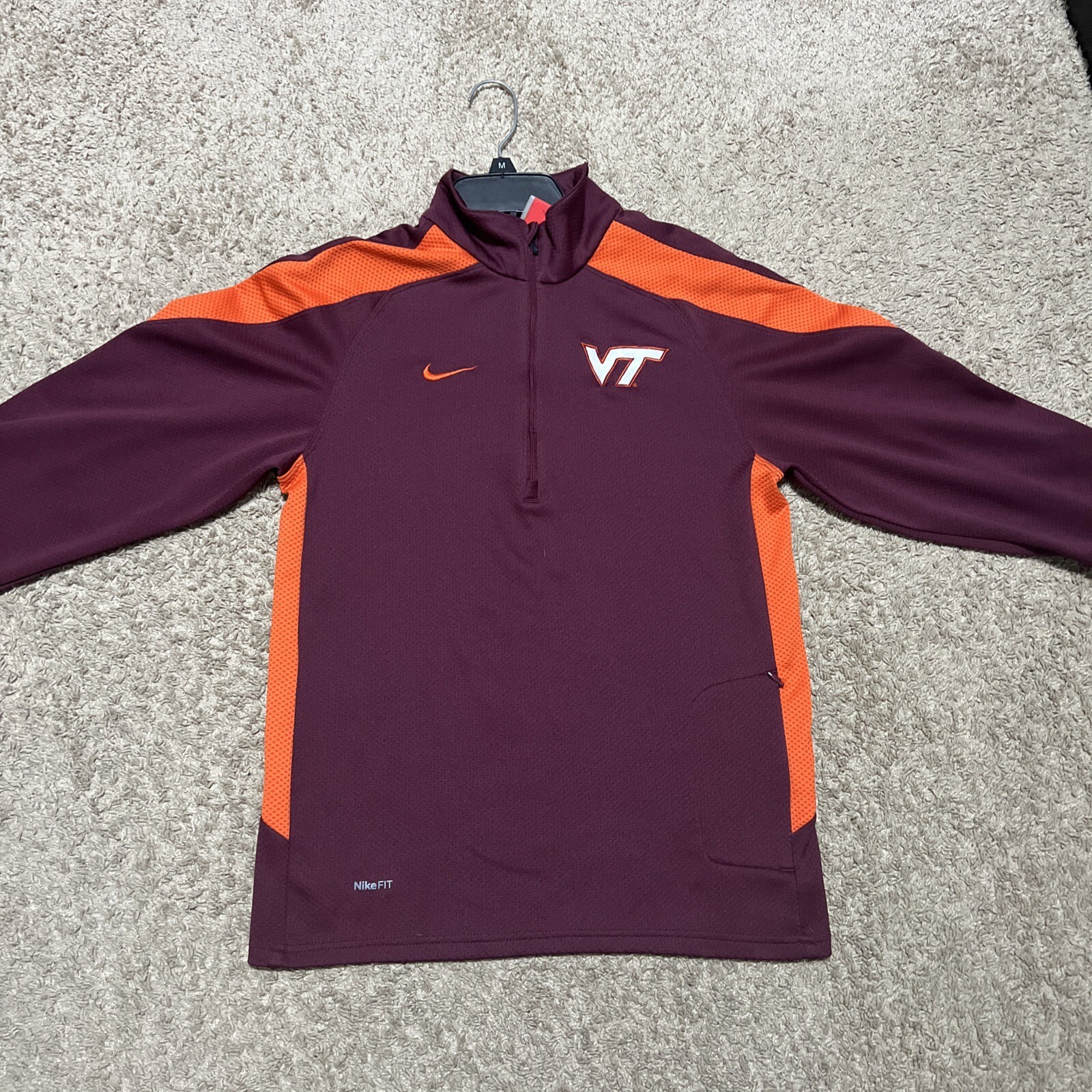 Nike Virginia Tech Hokies Long Sleeve Quarter Zip Jacket Maroon Size XS ...