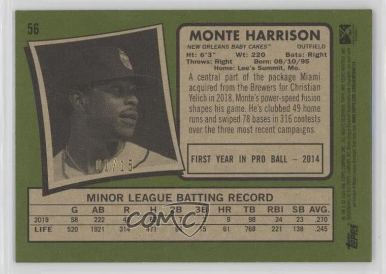 2020 Topps Heritage Minor League Edition Gold /15 Monte Harrison #56 | eBay