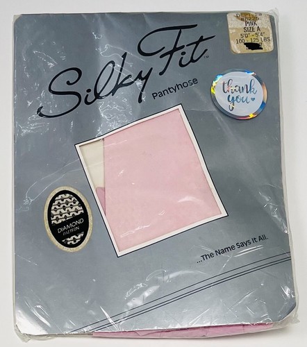 VTG Silky Fit Pantyhose Pink Diamond Pattern Size A 5'0"-5'4" 100 ...