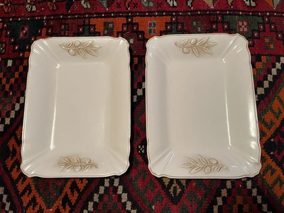 Large Stone Lite Party Serving Platters, Ivory, Olive Branch Design ...