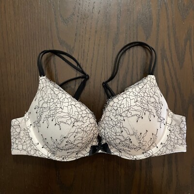 Victoria Secret Push Up Bra 32B Lace Padded Cup Underwire Convertible ...