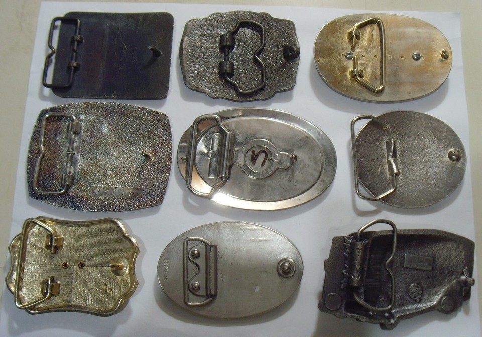 9 vintage western America assorted belt buckles lot old collection ...