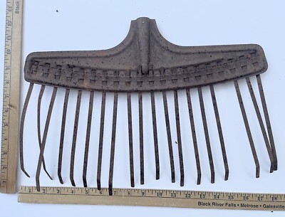 Antique-Vintage Steel Tine Lawn Garden Leaf Hand Rake Head Farmhouse ...