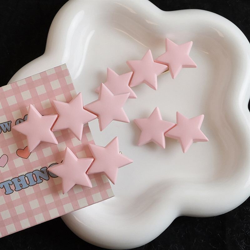 Pink Star Cartoon One Line Hairpin For Girl Children Cute Simple Bobby ...