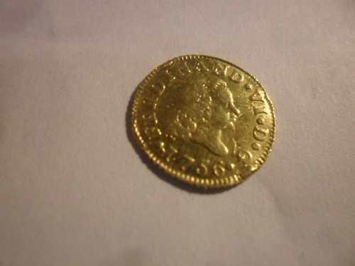 Half 1/2 Escudo Gold Coin Ferninand VI Fernando Spanish Colonial Era ...