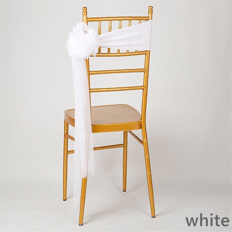 10pcs Wedding Chair Sash Ribbon Cover Mesh Tulle Voile Bow Stretch ...