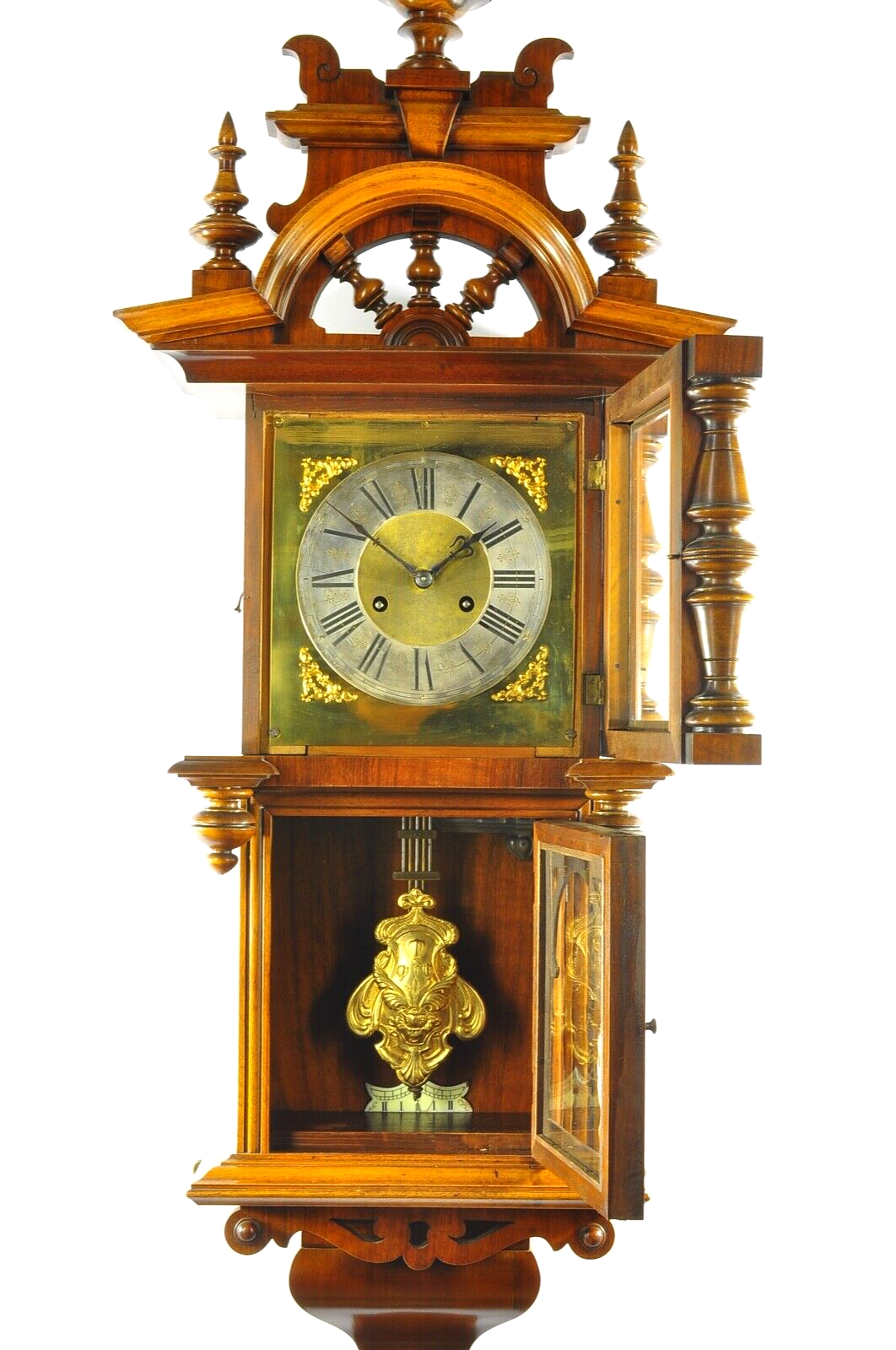 Superb Antique German Junghans Quarter-Strike Spring Driven Wall Clock ...