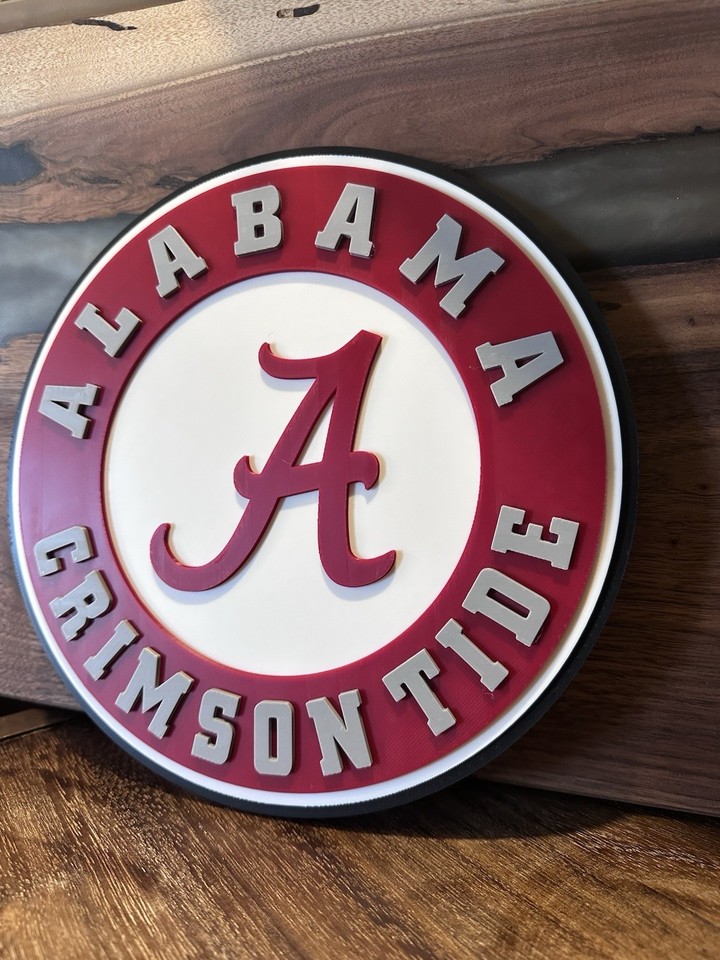 Alabama Crimson Tide Round Plaque – 3D Printed Layered Sign Football ...