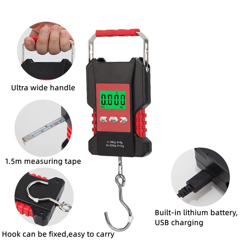 Portable Rechargeable 50 kg / 100 lb Heavy Duty Waterproof Fish Scale ...