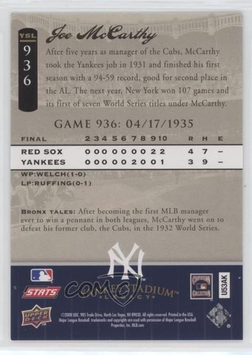 2008 Upper Deck - Multi-Product Insert Yankee Stadium Legacy Joe ...