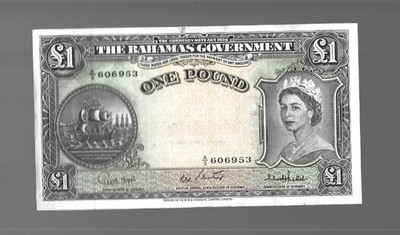 Bahamas CURRENCY NOTE ACT 1936 ... 1 pound ... QE II 🧱 lot#3369 .. HIGH ...