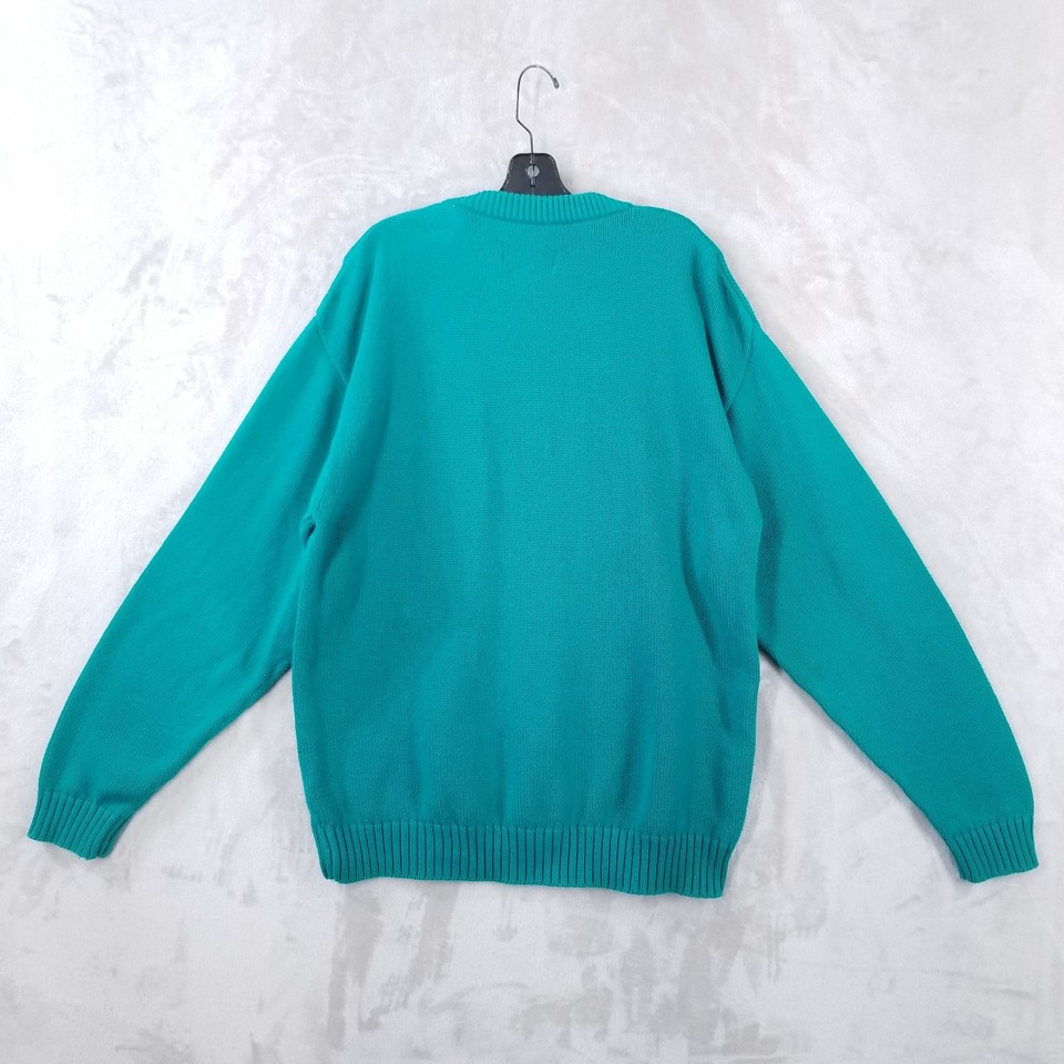 Vtg 90s Eddie Bauer Sweater Men L Tall Green Crewneck Pullover Everyday ...