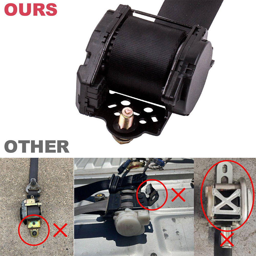 2 Set 3 Point Retractable Car Safety Seat Belt Lap Adjustable Diagonal ...