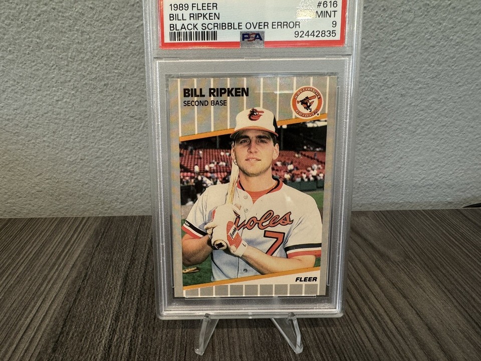 1989 fleer #616 Bill Ripken Scribble Over Error Card PSA MINT 9 ...