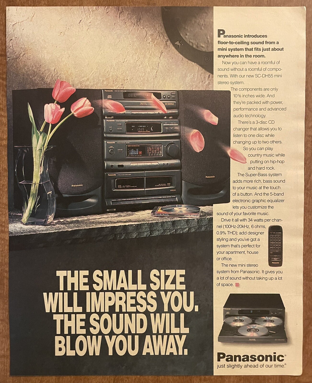 1993 Panasonic Mini Stereo Radio System Blow You Away Pink Tulips 90s ...