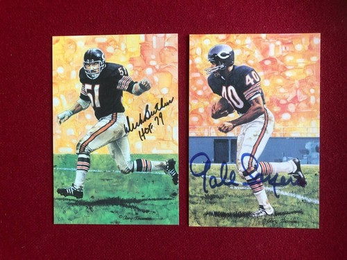 Dick Butkus / Gale Sayers, "Autographed" (MM) Goal Line Art Cards ...