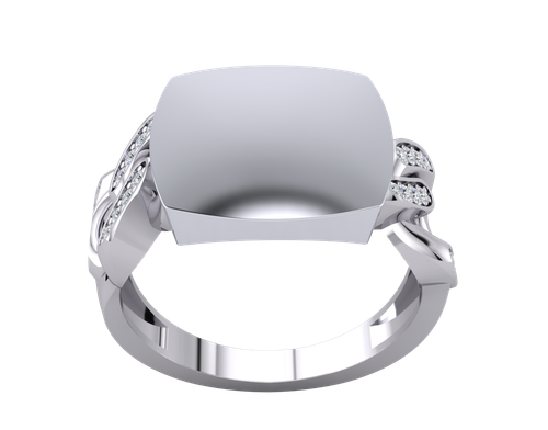 Gents Cushion Signet Watch Strap Side Ring Solid Sterling Silver ...